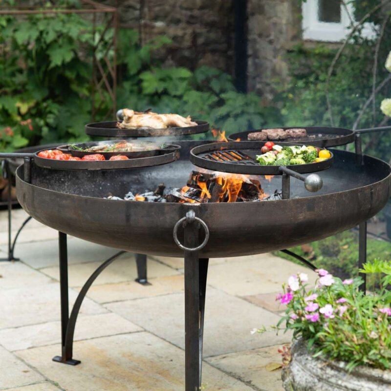 Firepits UK Plain Jane Fire Pit with Four Swing Arm BBQ Racks 120cm ...