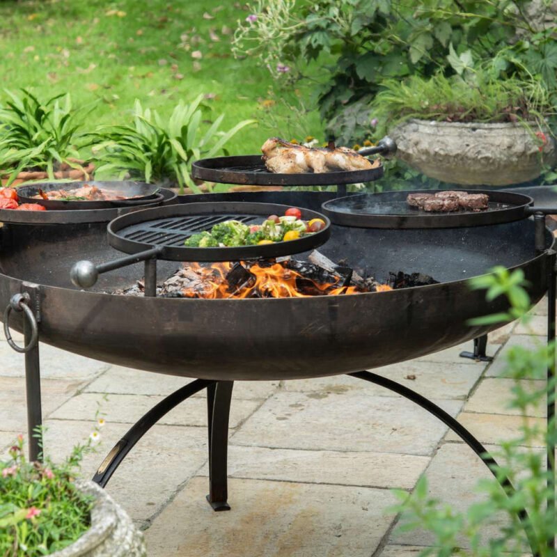 Firepits UK Plain Jane Fire Pit with Four Swing Arm BBQ Racks 120cm ...